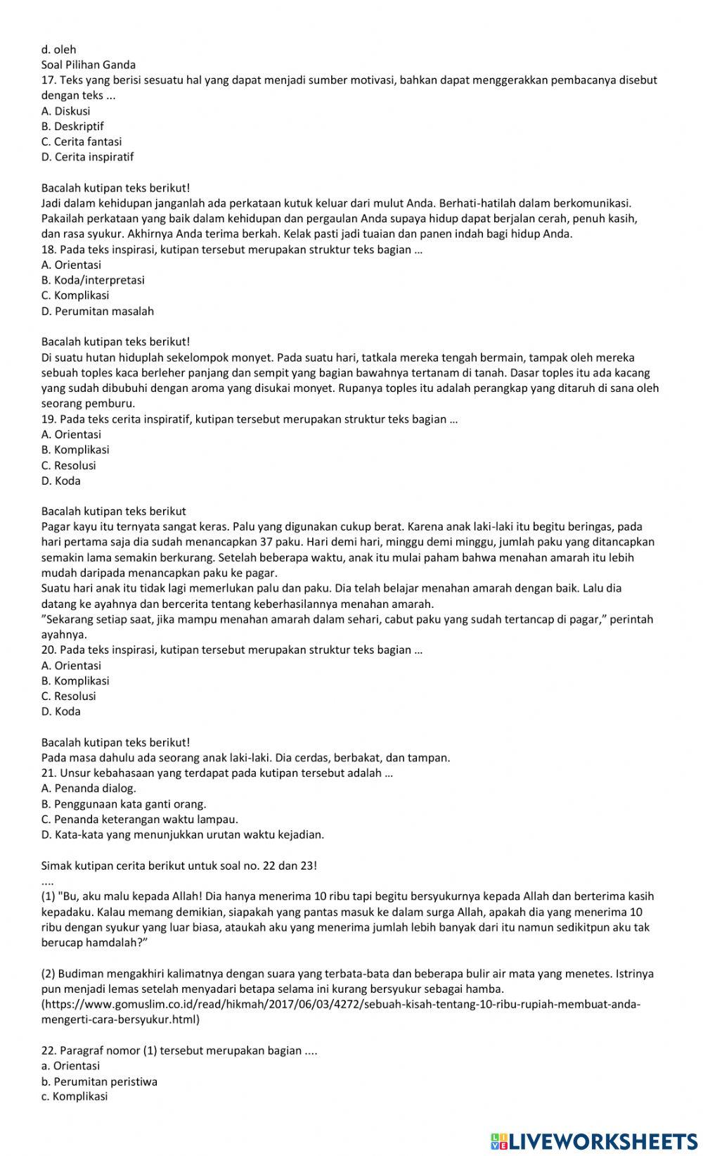 lkpd Pilihan Ga… | Free Interactive Worksheets | 2555208