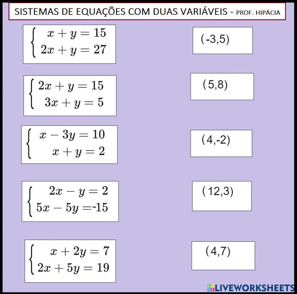Sistemas de equações fase 1 2308355 | Hipacia Rehem