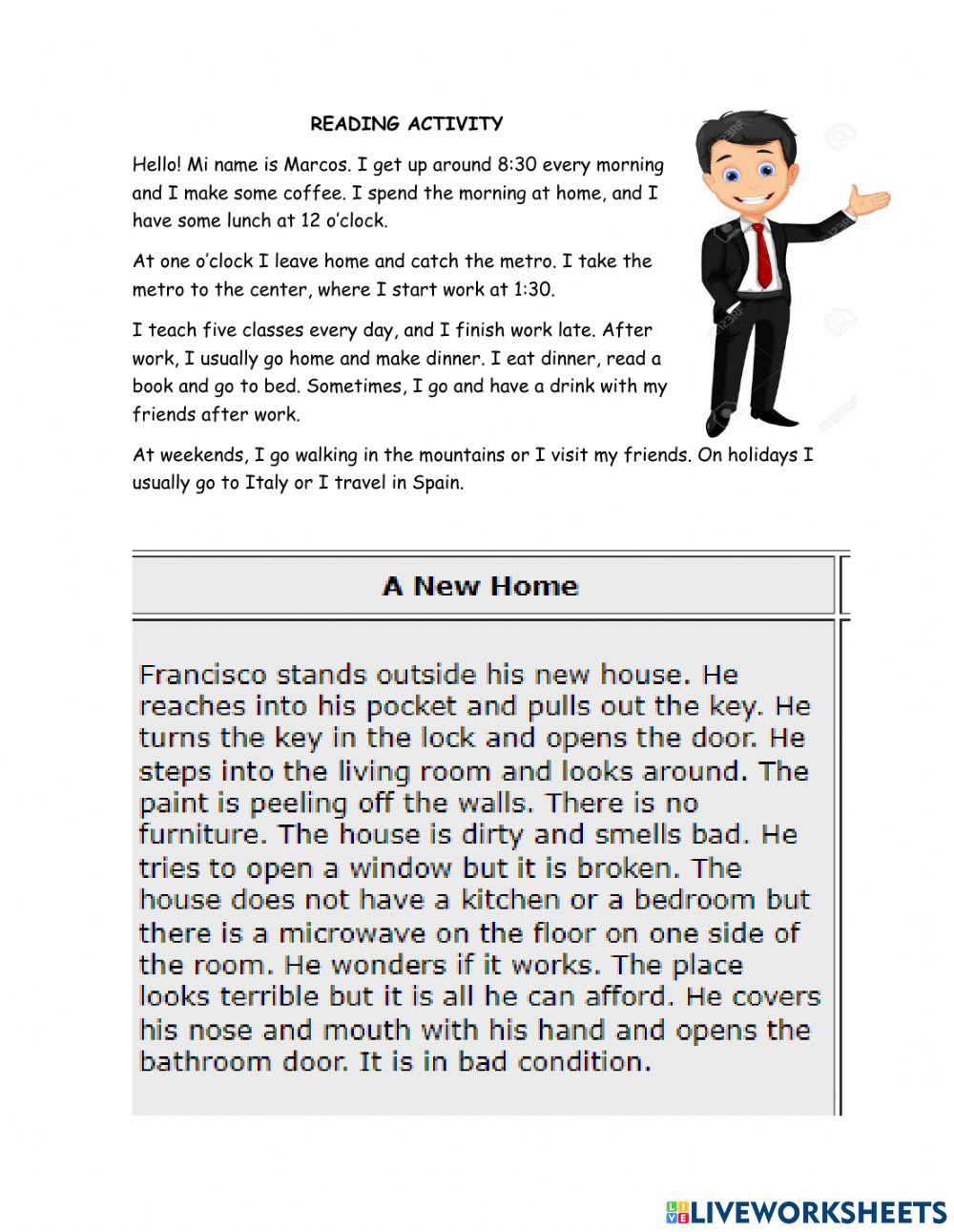Reading online exercise for elemental | Live Worksheets
