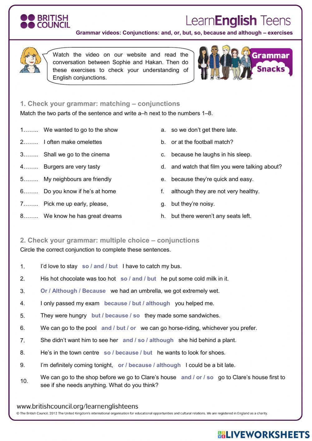 Connectives: be… | Free Interactive Worksheets | 3674180