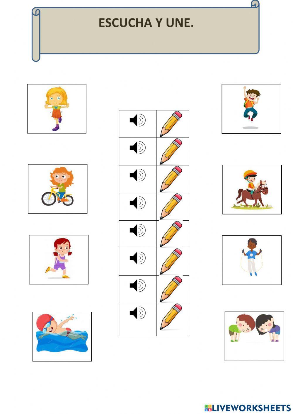 Listen and match online exercise for 1º | Live Worksheets