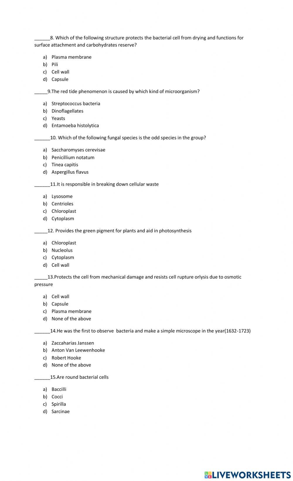 3rd quarter exam in Science 7 online exercise for | Live Worksheets