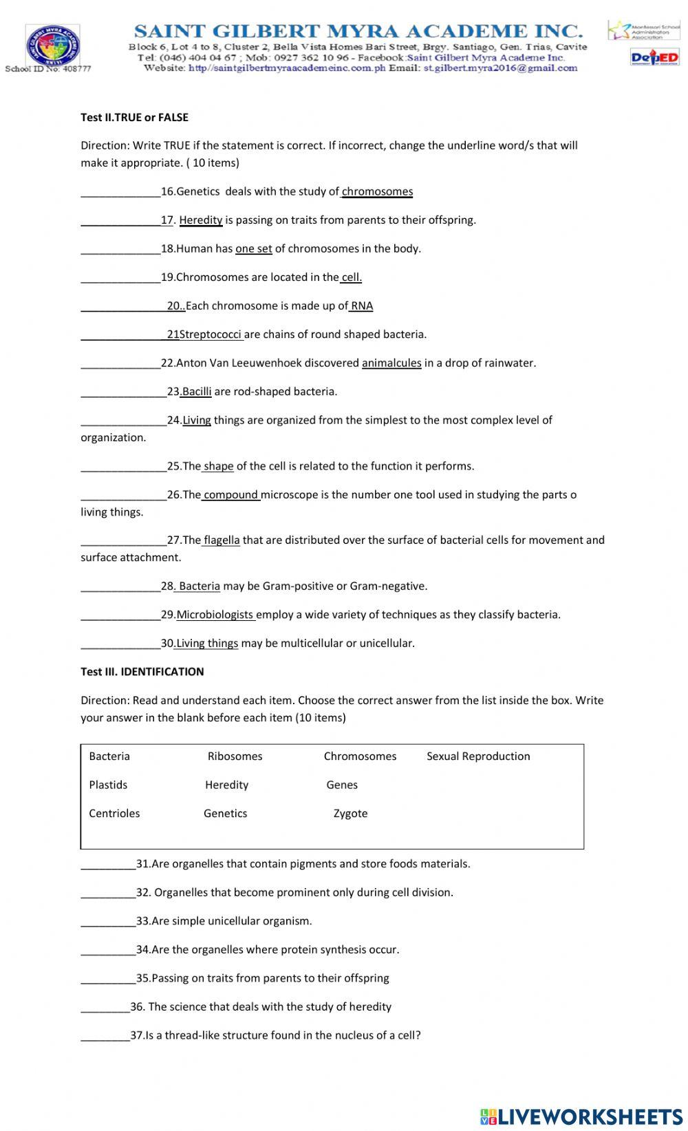 3rd quarter exam in Science 7 | Marilyn R. Madeja