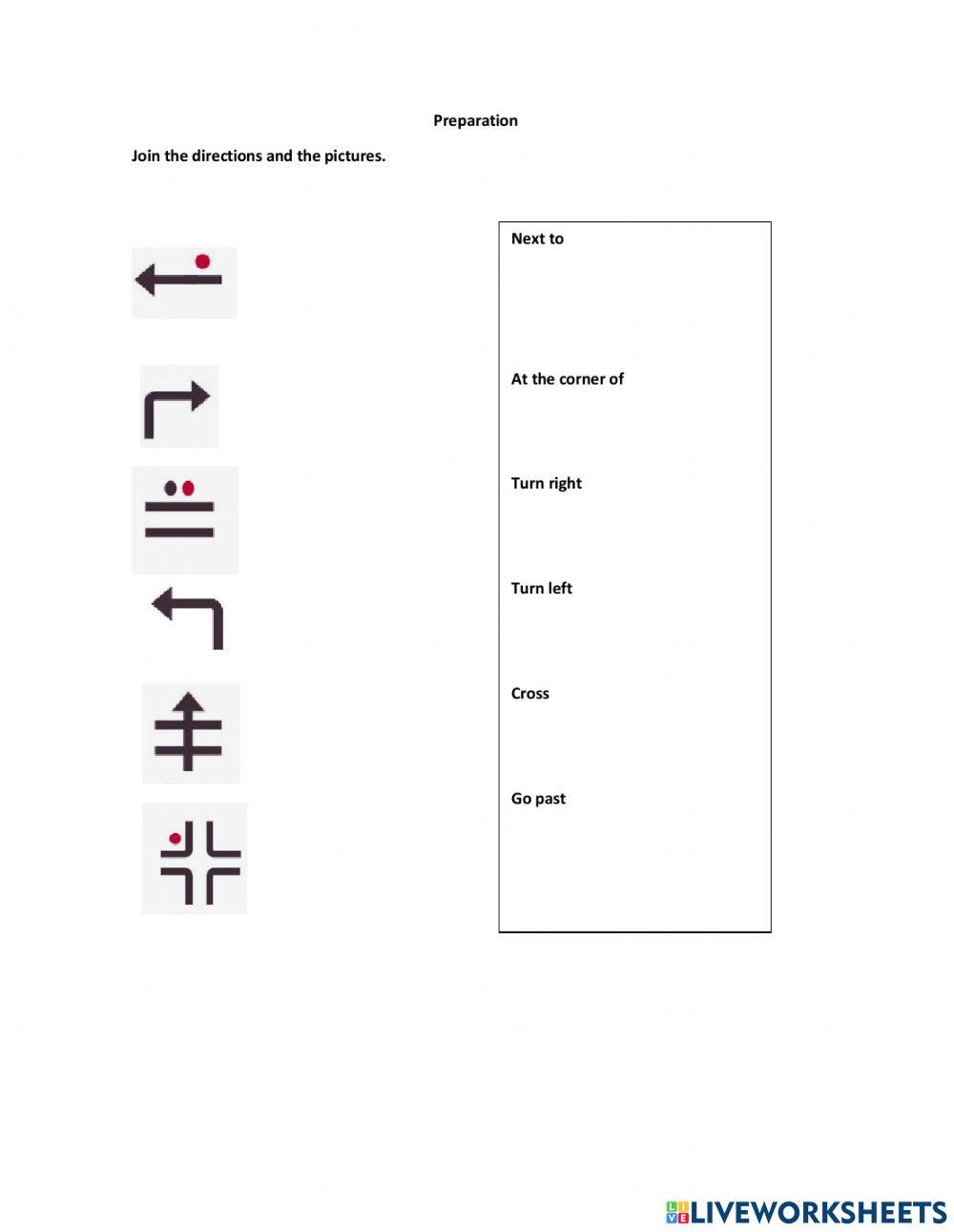 Directions and pictures worksheet | Live Worksheets