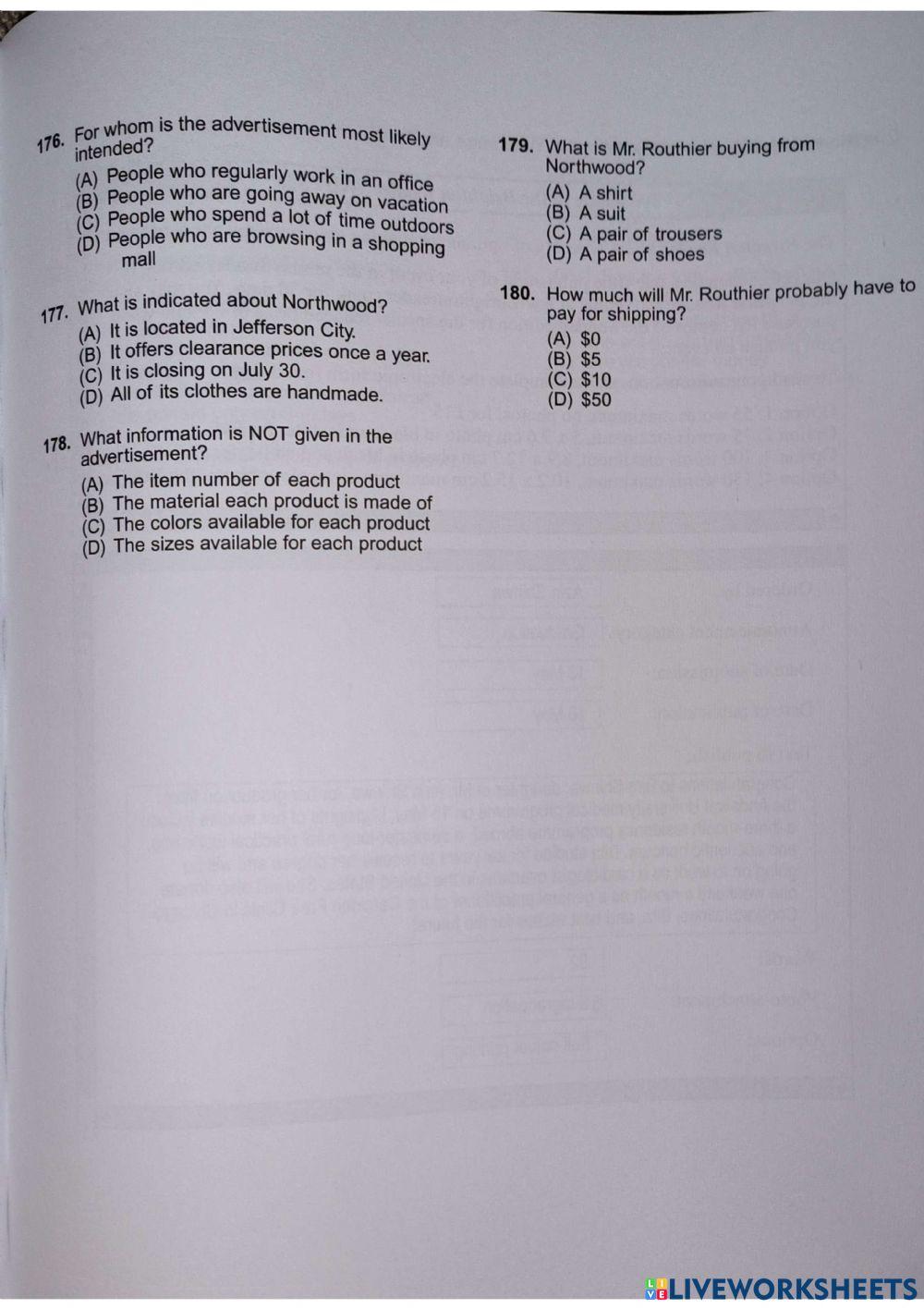 Toeic training part 7-1 online exercise for | Live Worksheets