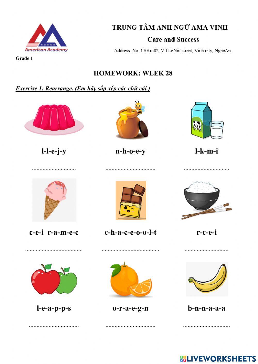 Grade 1 - Week … | Free Interactive Worksheets | 2334802