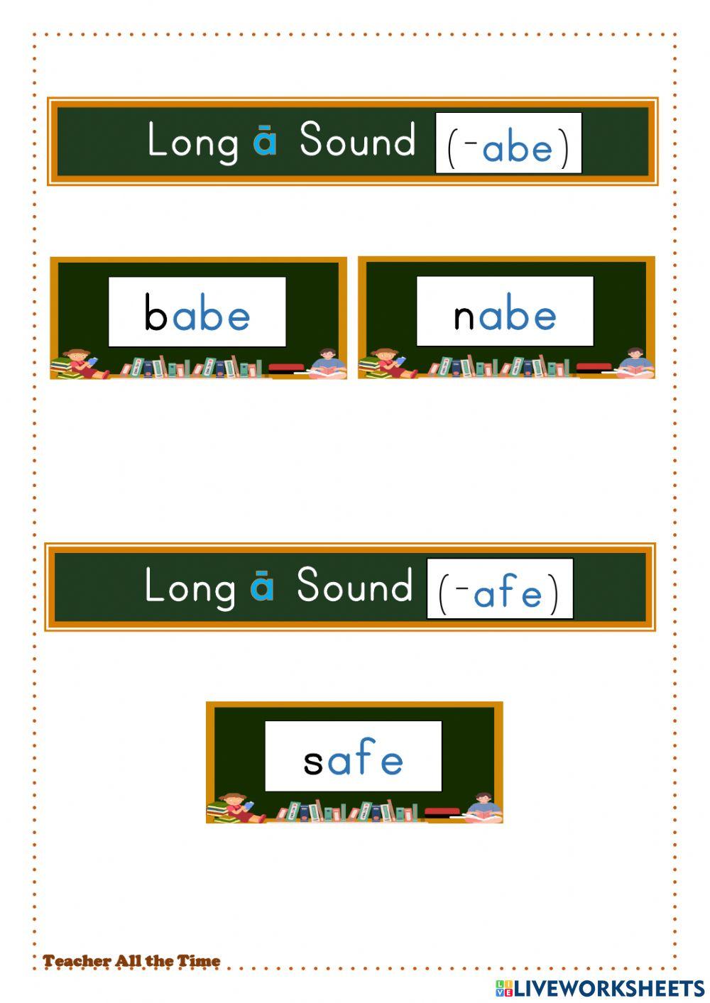 Long ā Sound Word Family -a-e (Part 1) worksheet | Live Worksheets