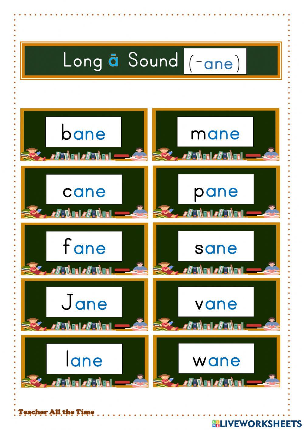 Long ā Sound Word Family -a-e (Part 1) worksheet | Live Worksheets