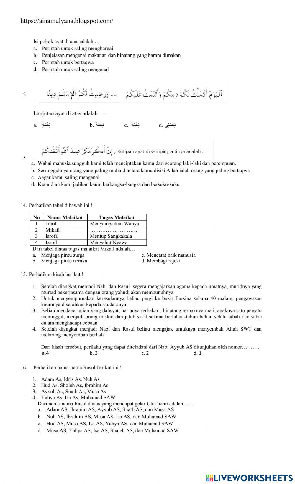 Soal formatif | Live Worksheets