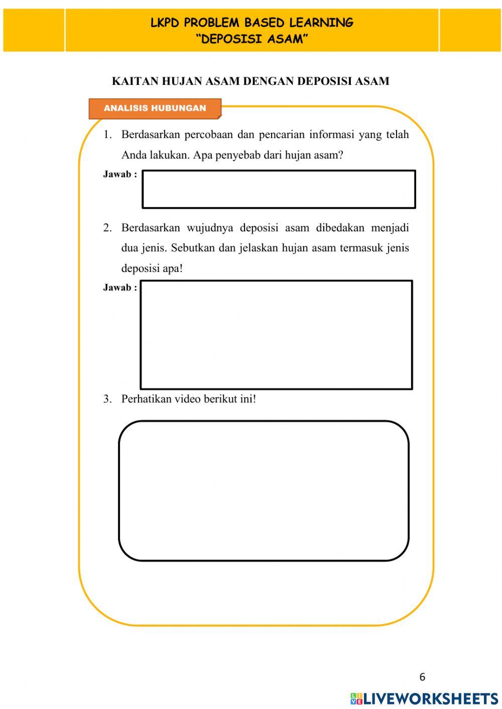 LKPD DEPOSISI ASAM BASAH 2 online exercise for | Live Worksheets