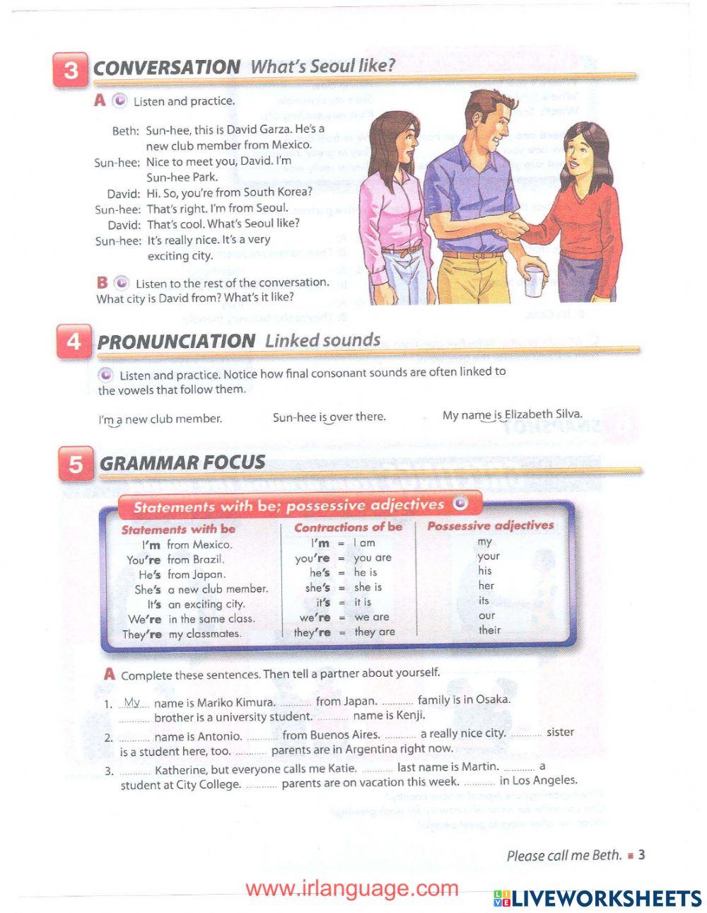 Unit 1 Please call me Beth 2555302 | Liliana Araujo