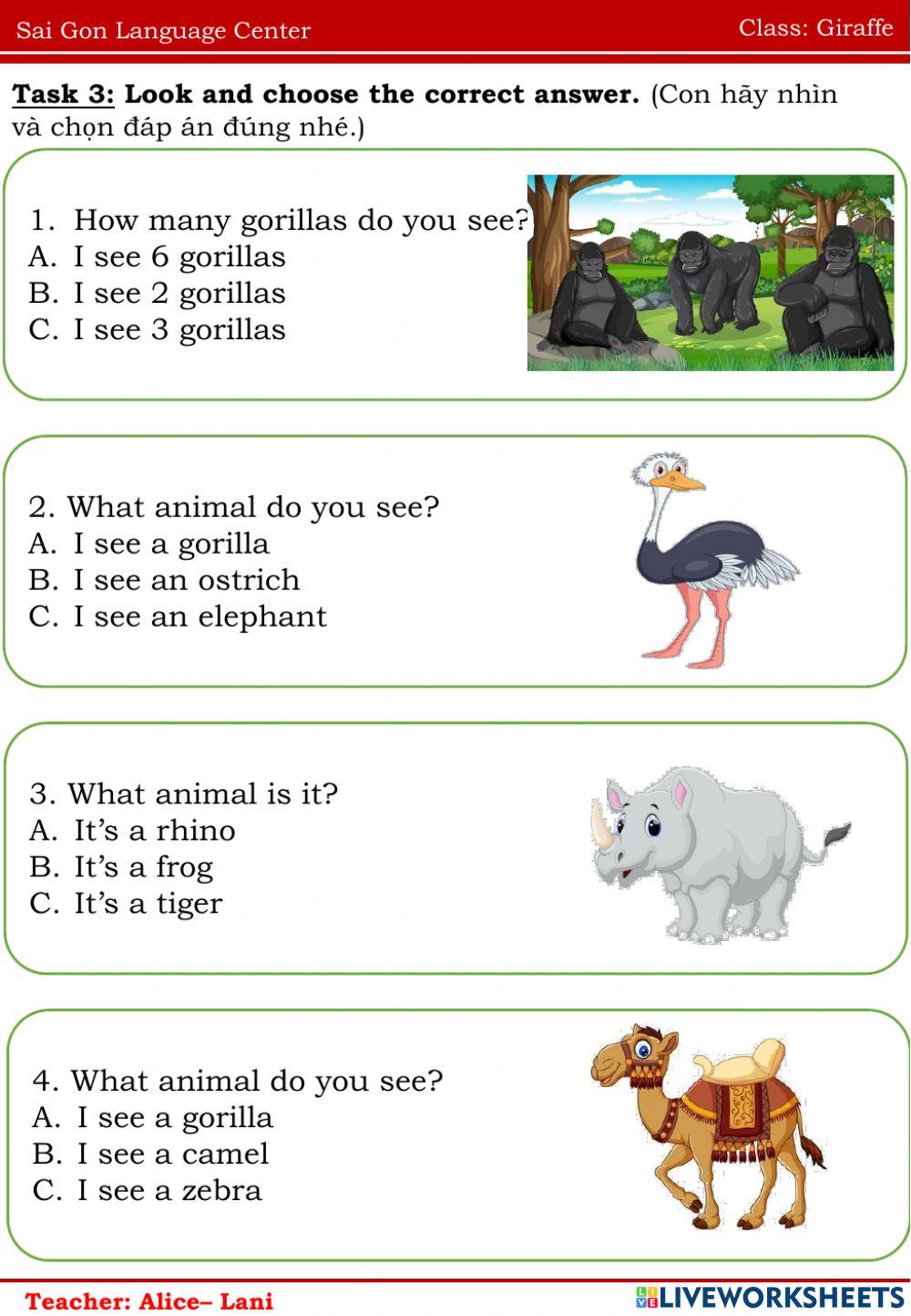 Animal review interactive worksheet | Live Worksheets