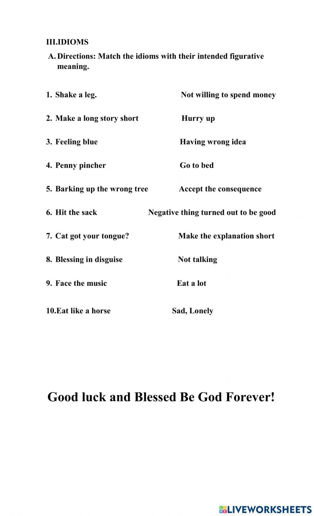 POINTERS TO REVIEW IN ENGLISH 4 online exercise for | Live Worksheets