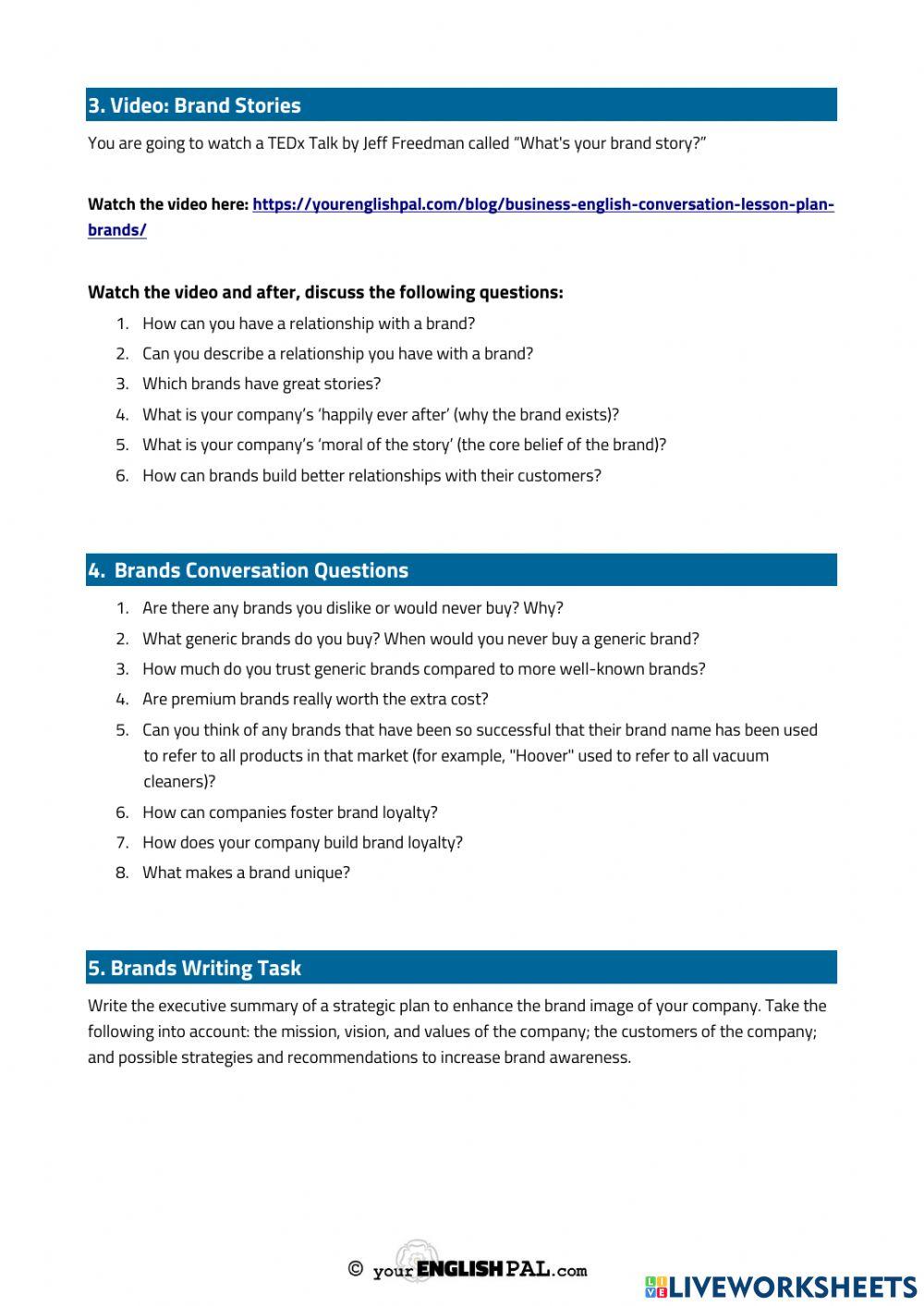 Brands | Free Interactive Worksheets | 2309165