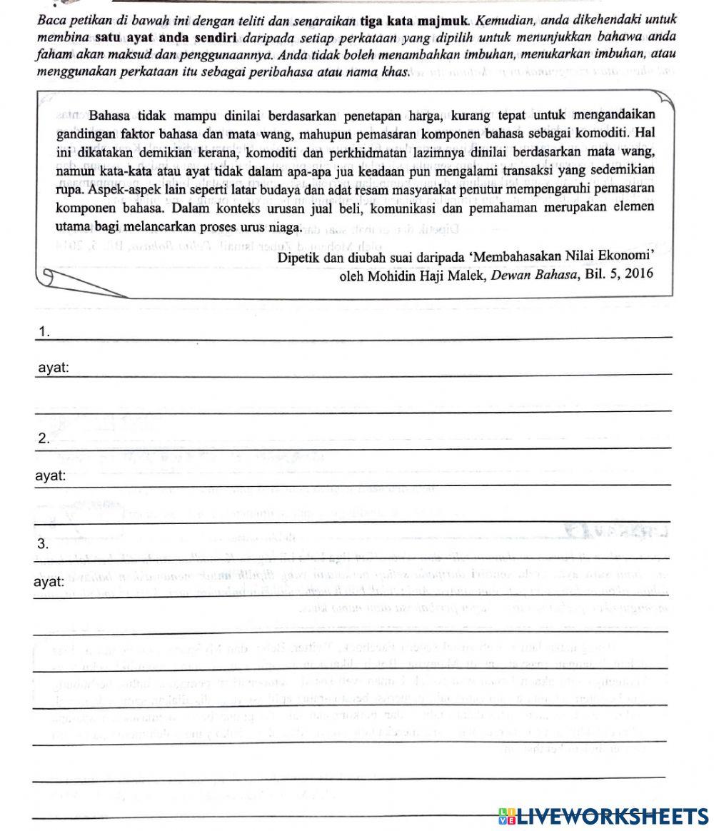 Morfologi-Kata … | Free Interactive Worksheets | 2309471