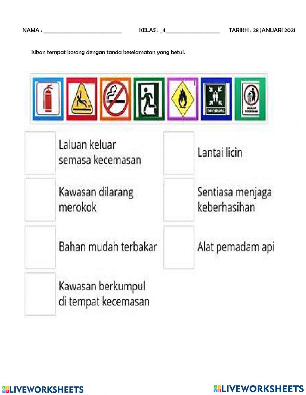 RBT TAHUN 4: UNIT 1 KESELAMATAN BENGKEL online exercise for | Live ...