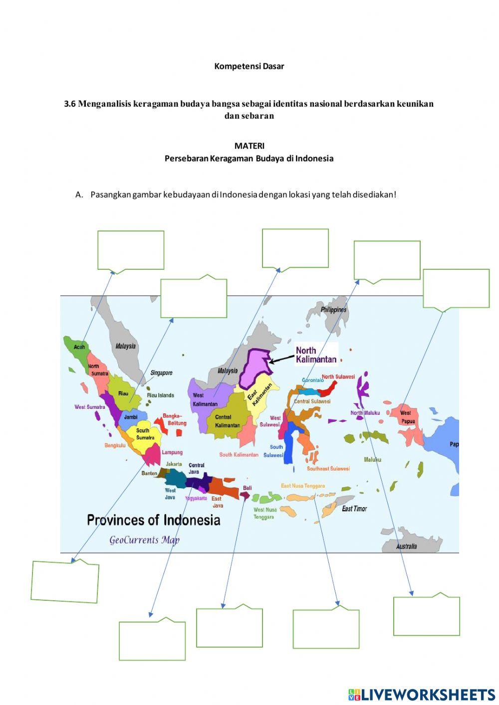 Persebaran budaya worksheet | Live Worksheets