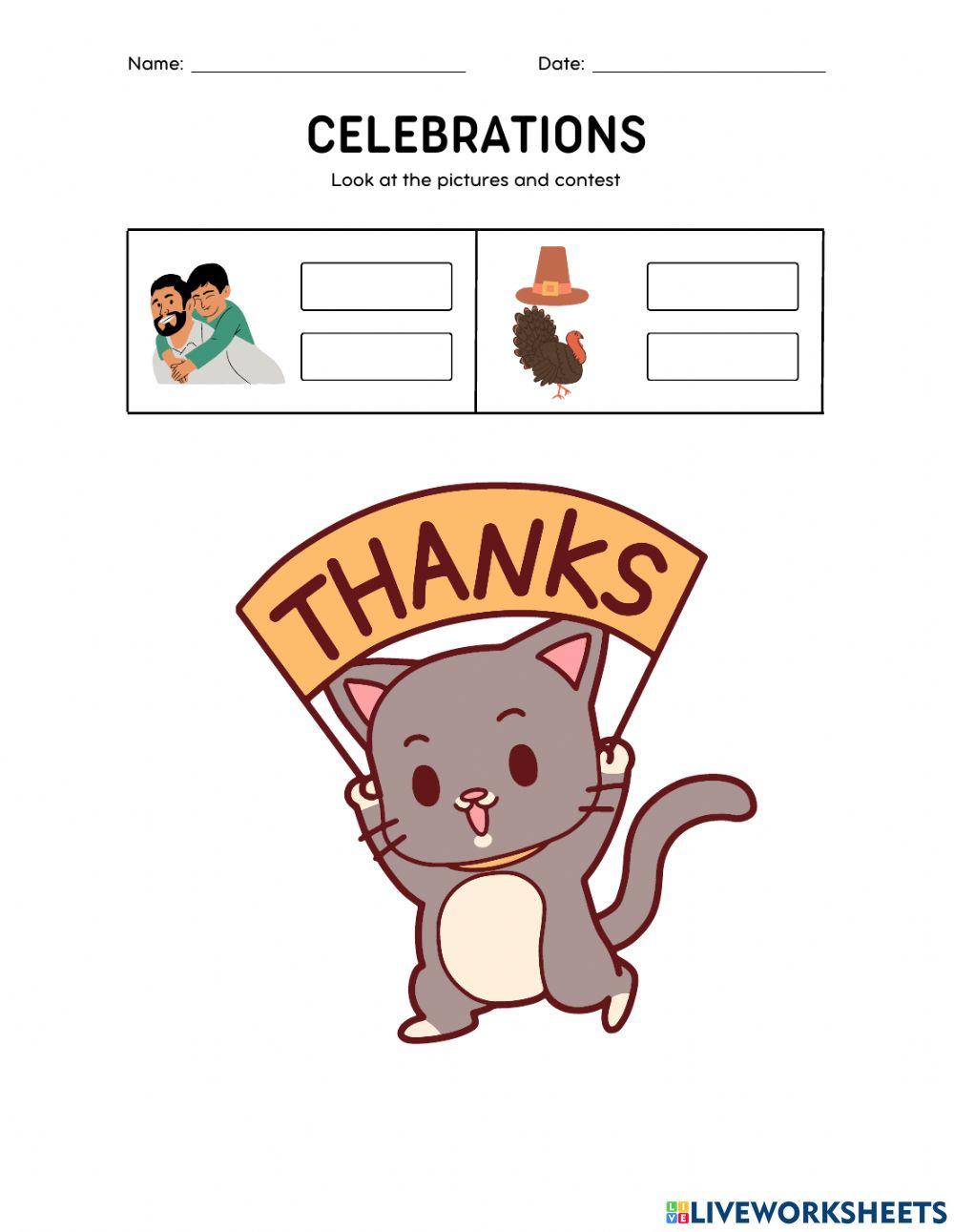 Celebrations | Free Interactive Worksheets | 2309862