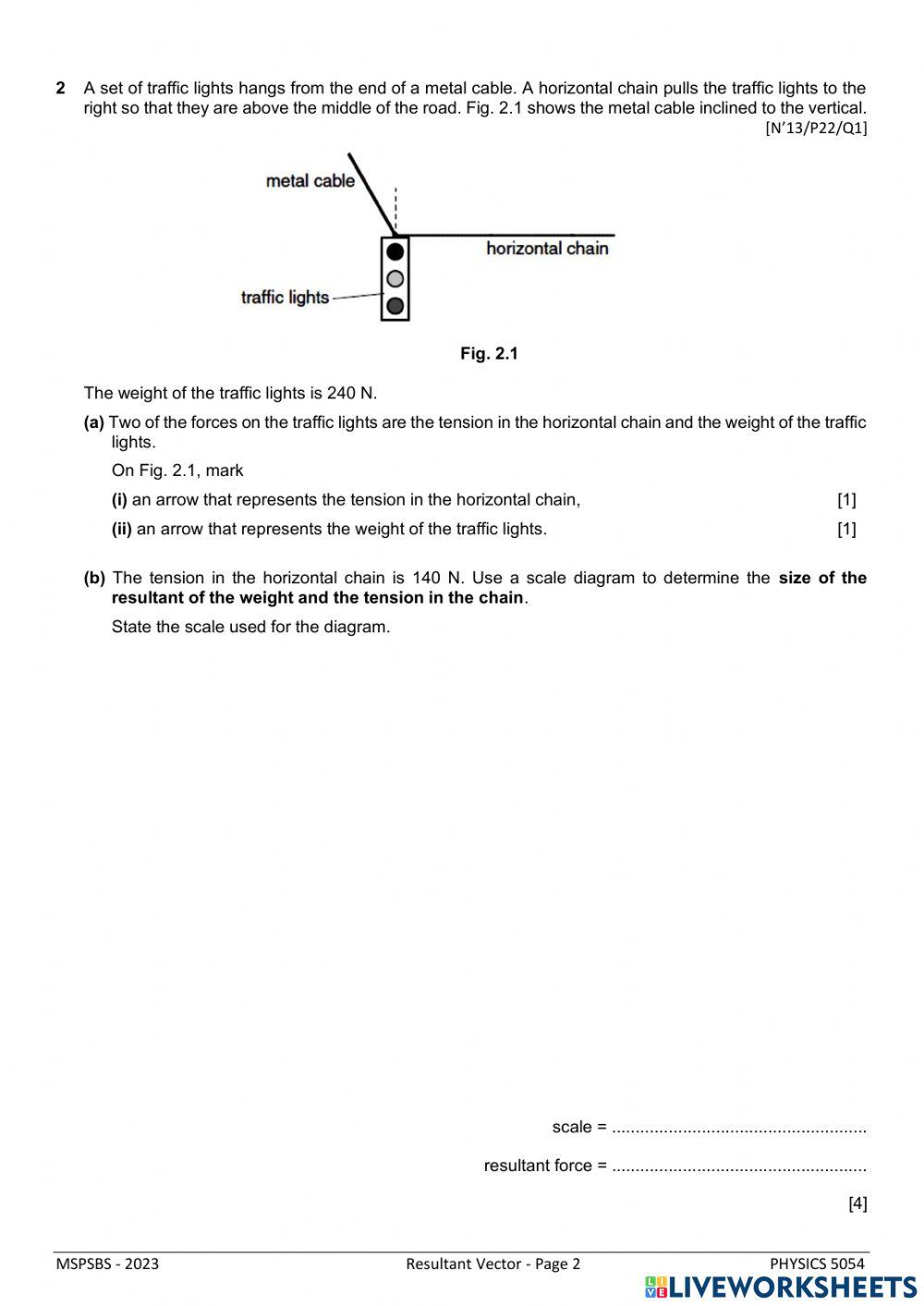 Resultant Vector by graphical method online exercise for | Live Worksheets