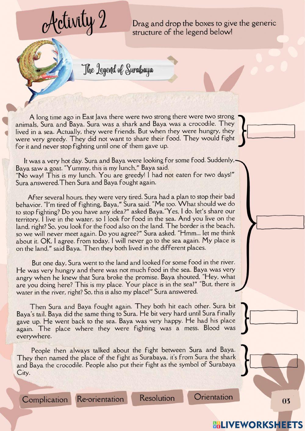 E-worksheet of Narrative Text (Legend) for 10th Grade