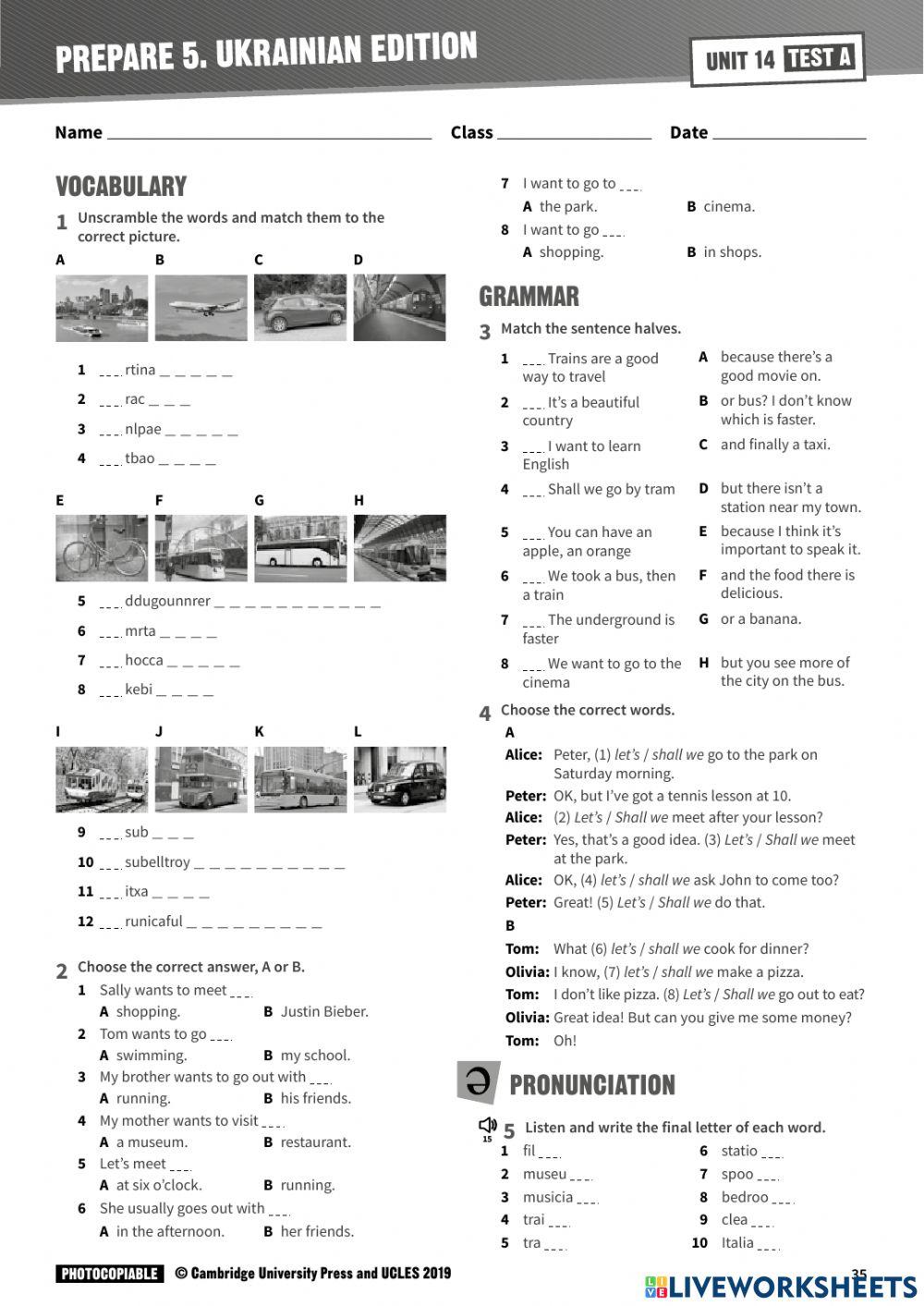 PREPARE 5 unit … | Free Interactive Worksheets | 5381983