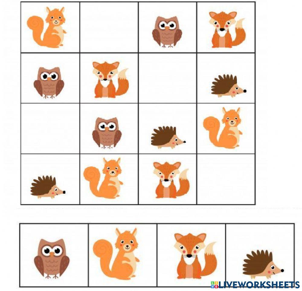Судоку Interactive Worksheet For дошкільний Live Worksheets