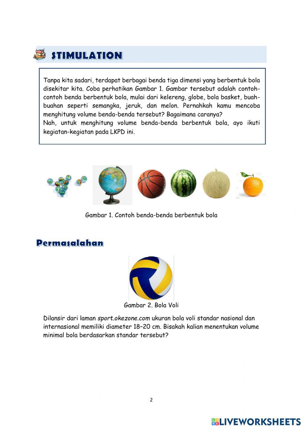 LKPD VOLUME BOL… | Free Interactive Worksheets | 2310315