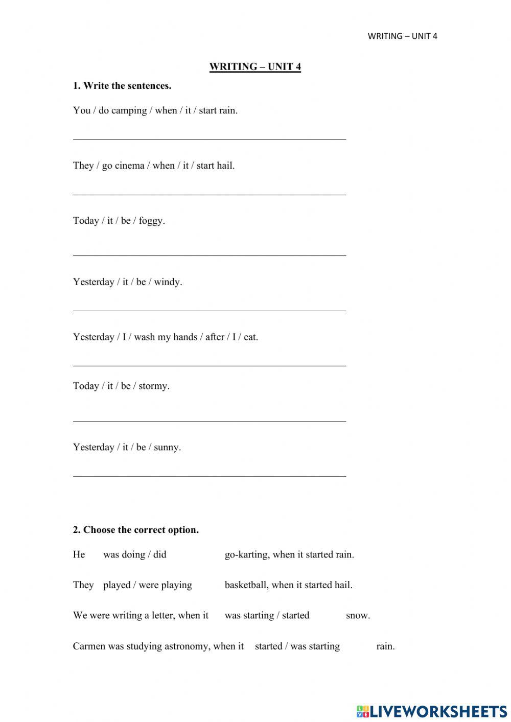 2310332 | Writing-Unit 4-6ºEP | crisap | LiveWorksheets