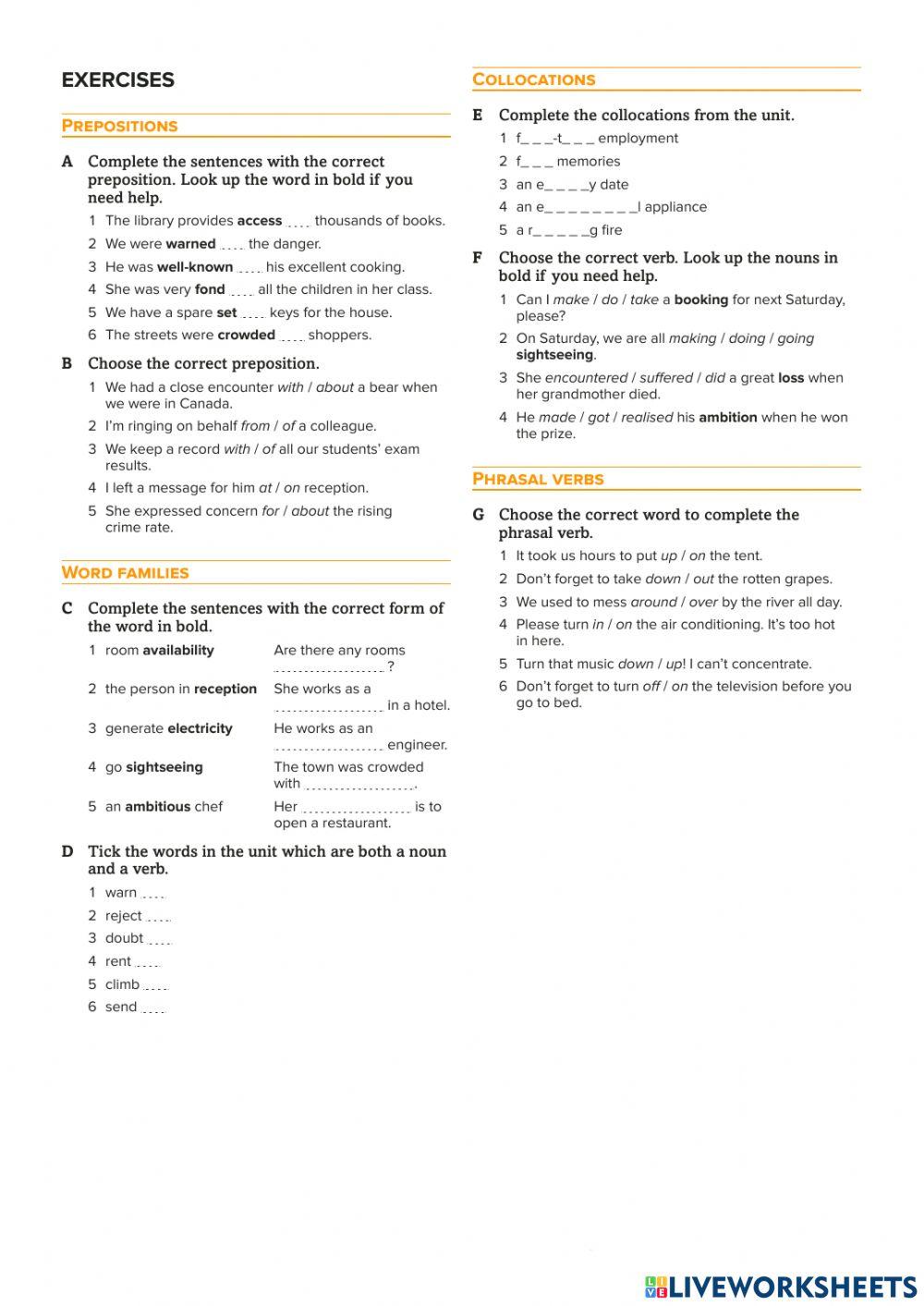 Outcomes A2 uni… | Free Interactive Worksheets | 2310715