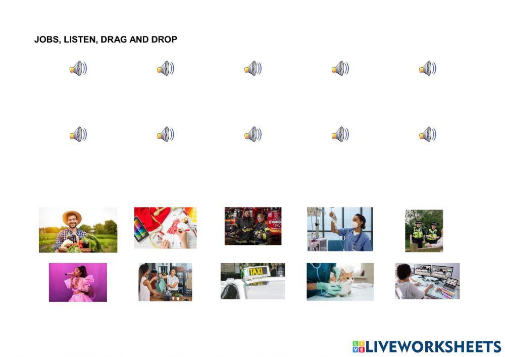 Jobs, drag and drop 2310445 | hberezia | Live Worksheets