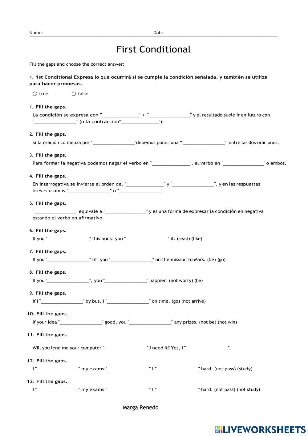 First Conditional 5382038 | MargaRenedo | LiveWorksheets