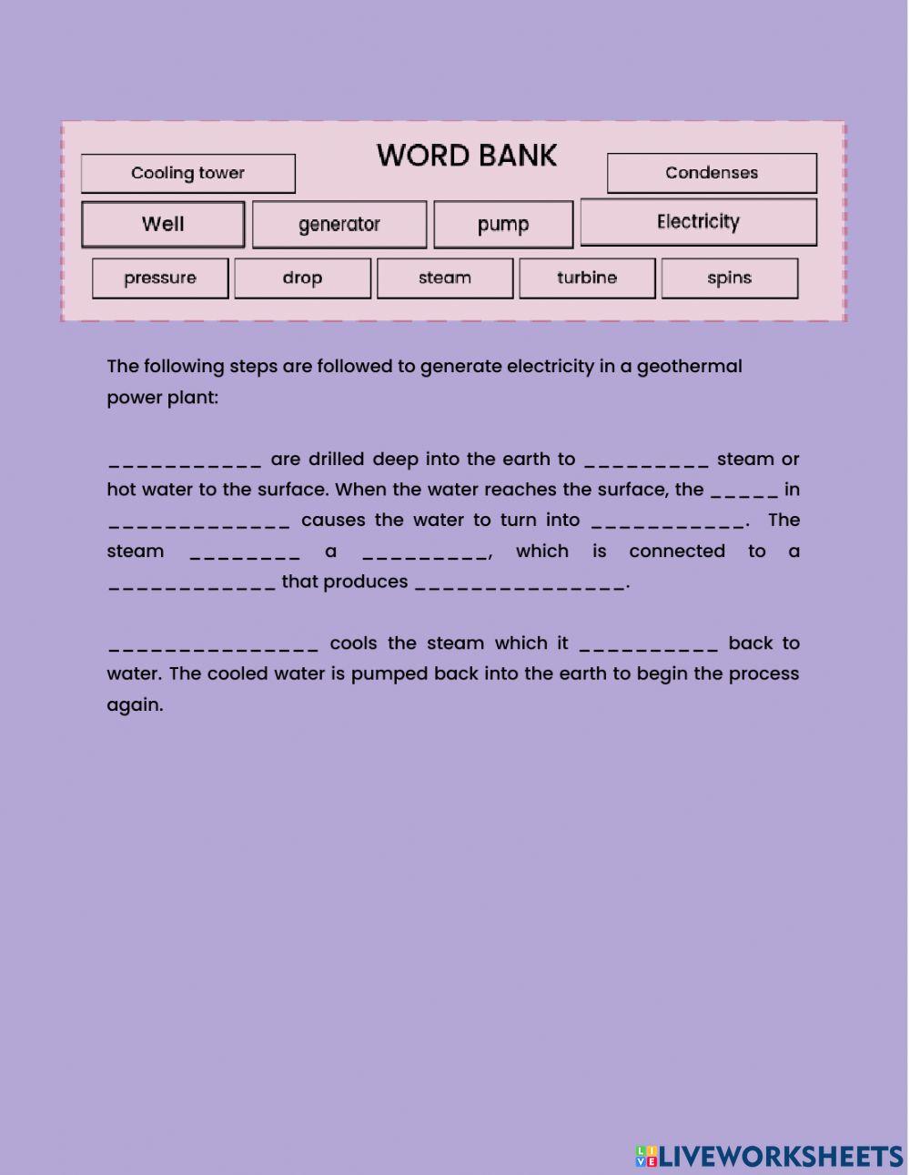 Geothermal Ener… | Free Interactive Worksheets | 2310961