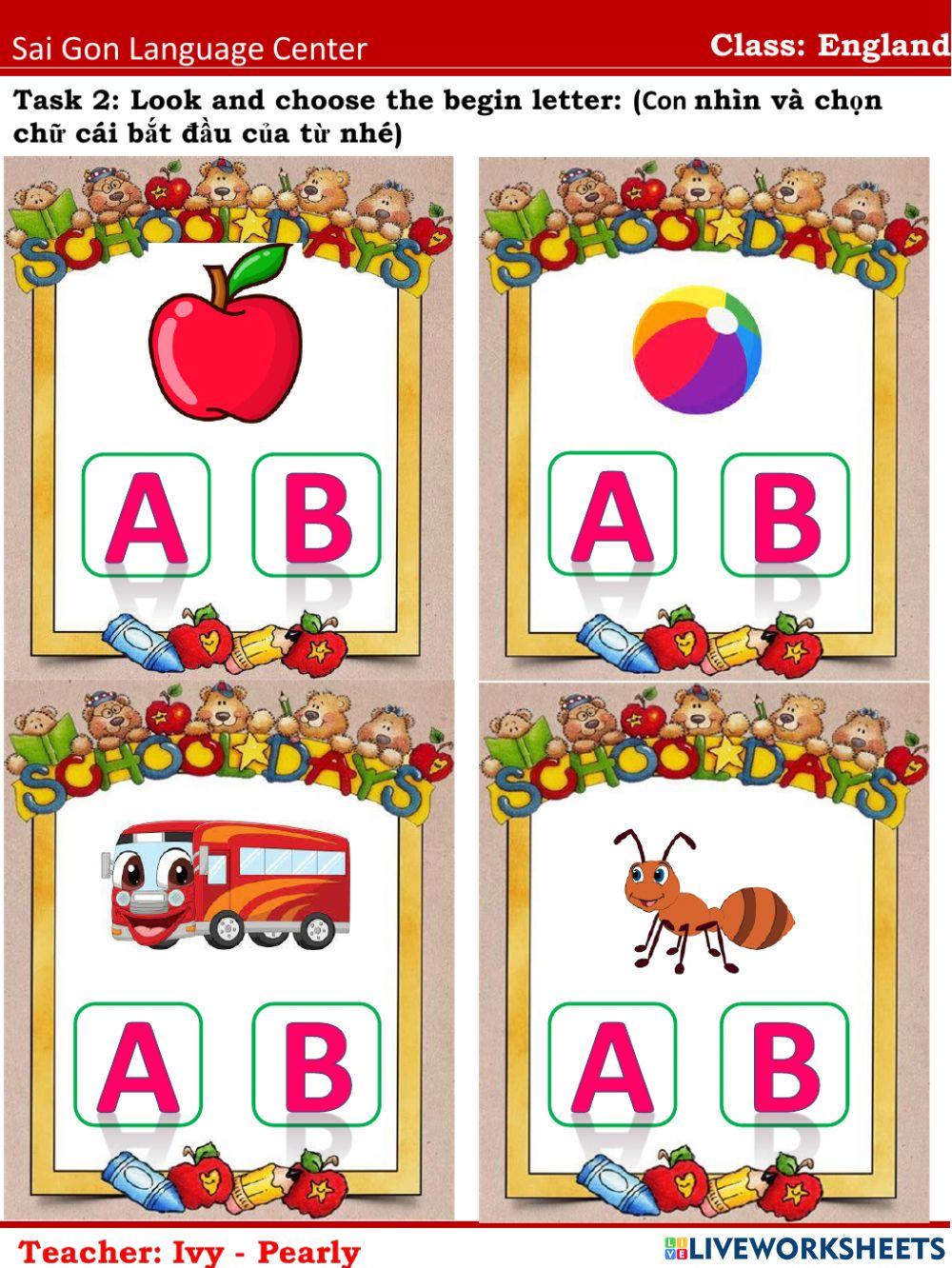 Letter A. B worksheet | Live Worksheets