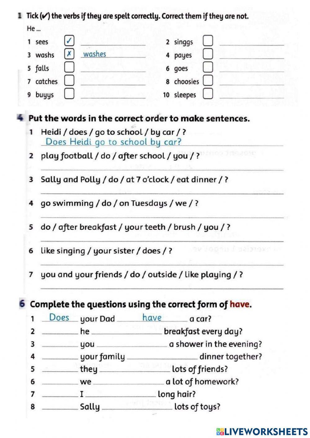 Grammar for kids present simple online exercise for | Live Worksheets