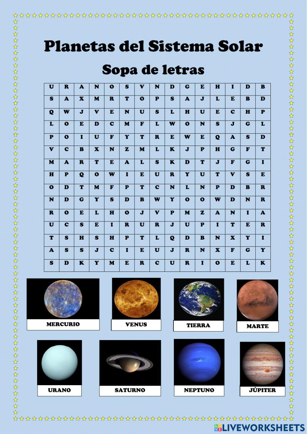 Sopa De Letras Del Sistema Solar