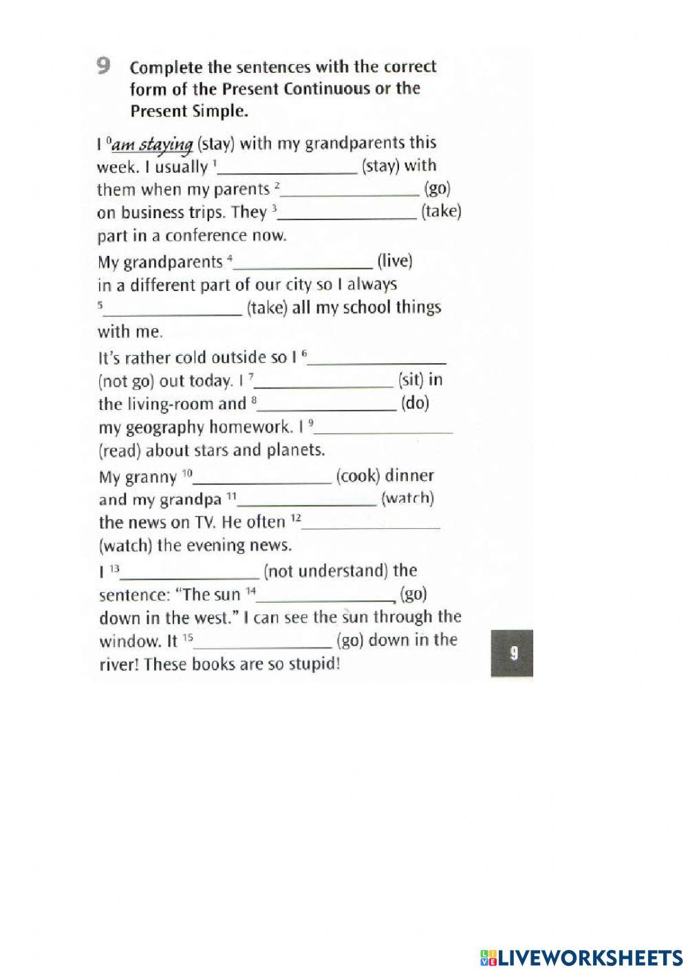 Present Simple-Present Progressive worksheet | Live Worksheets