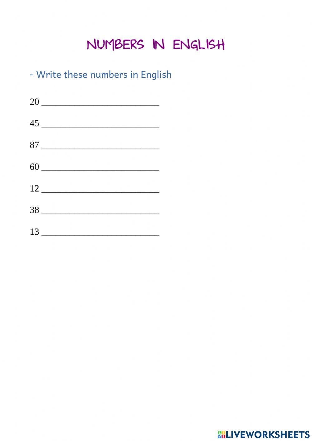 Write the numbe… | Free Interactive Worksheets | 2312968
