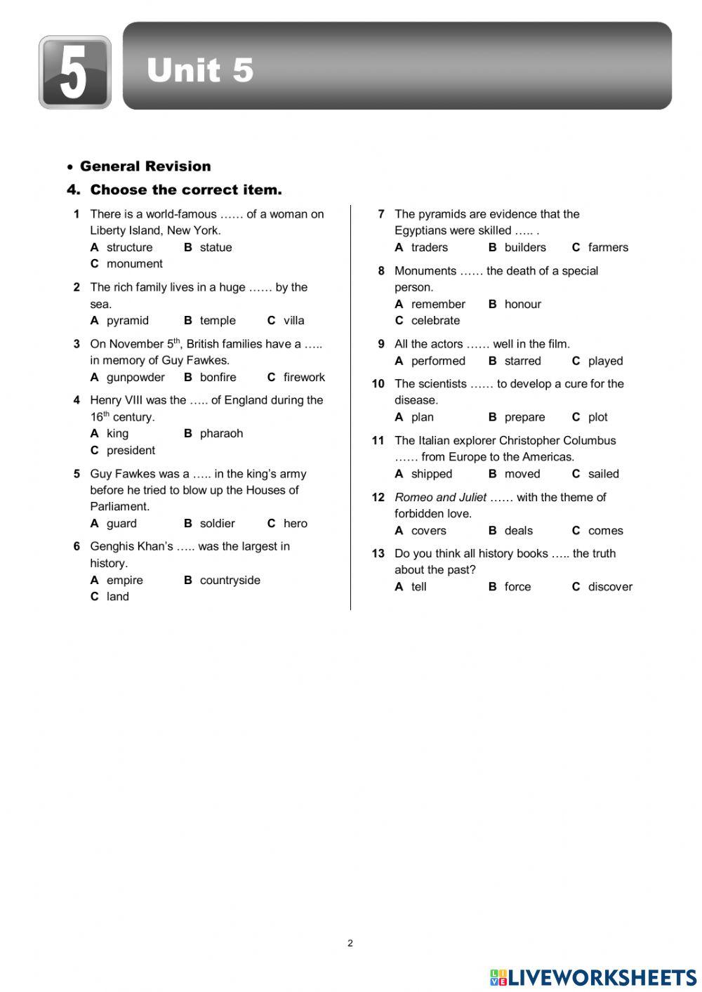 History online exercise for 7 | Live Worksheets