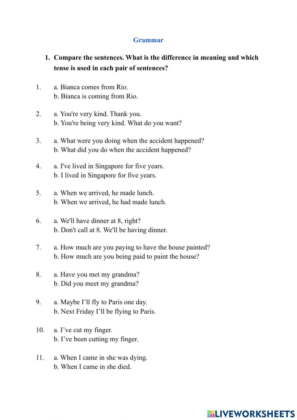 Grammar and Open cloze worksheet | Live Worksheets