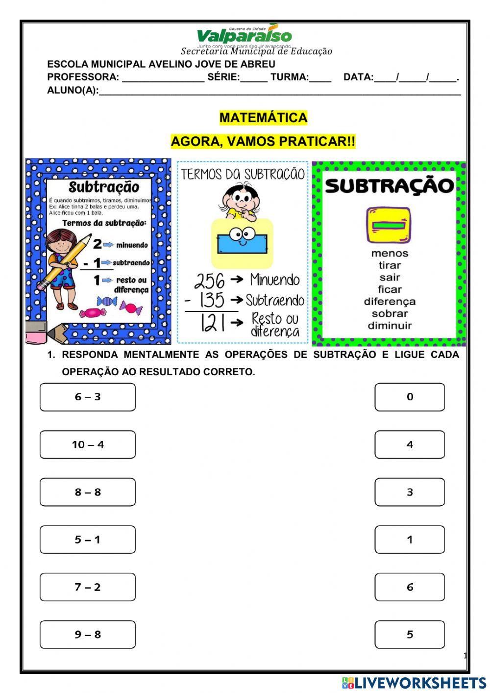 Matemáica worksheet | Live Worksheets