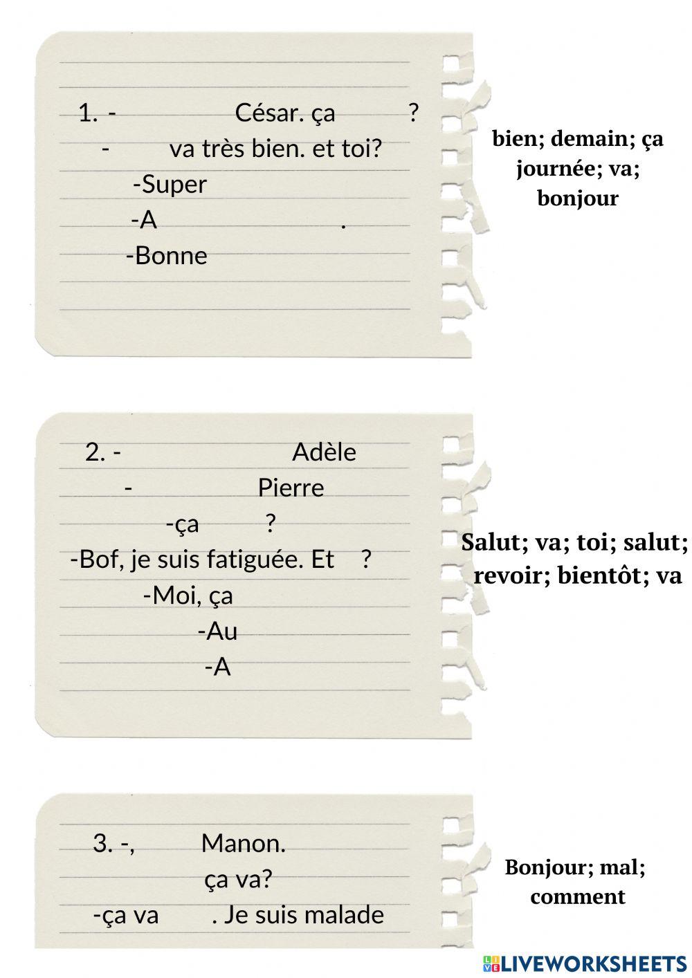 Salut 2313176 | Olga147329 | Live Worksheets