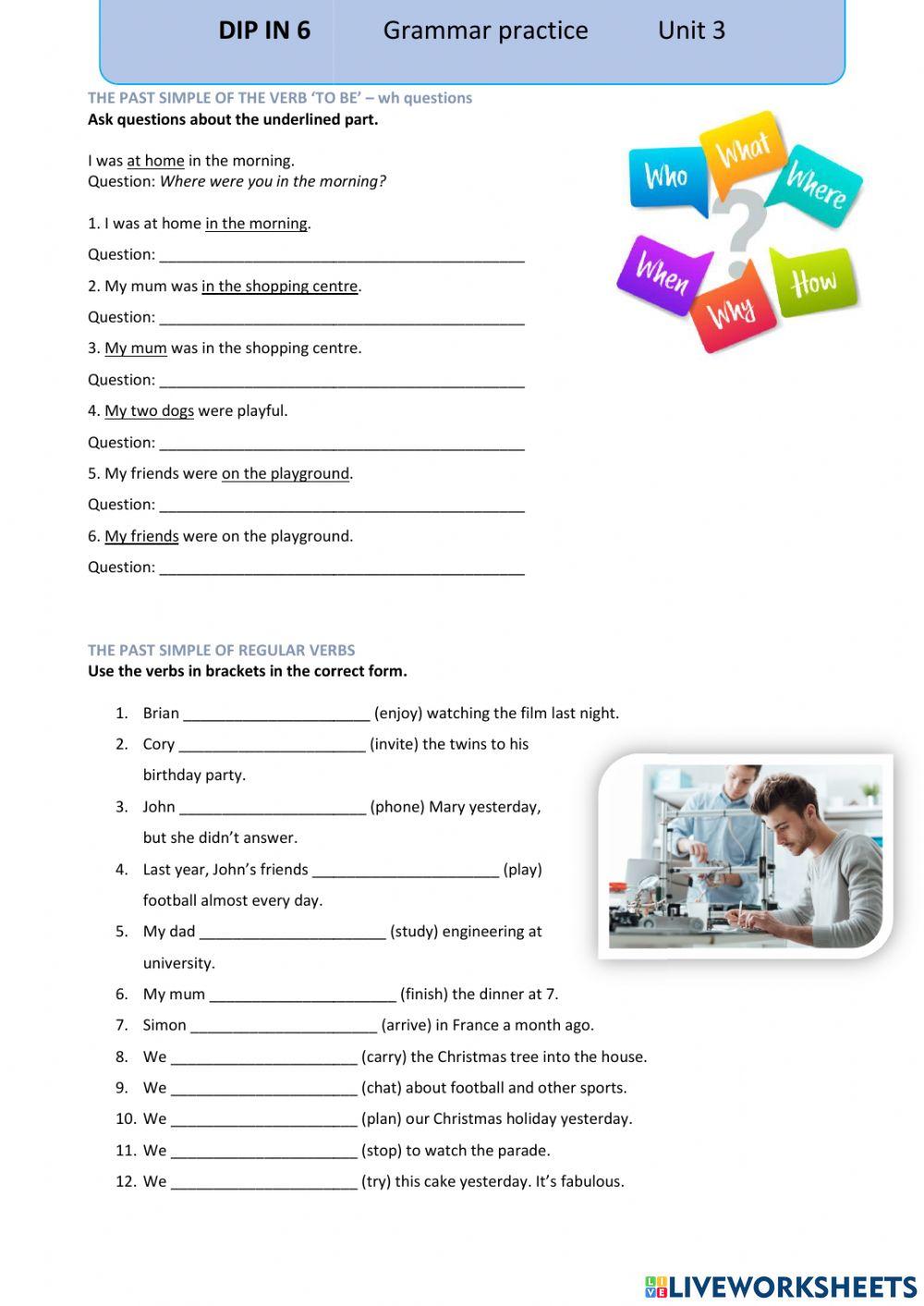 Grammar practice 6 unit 3 worksheet | Live Worksheets