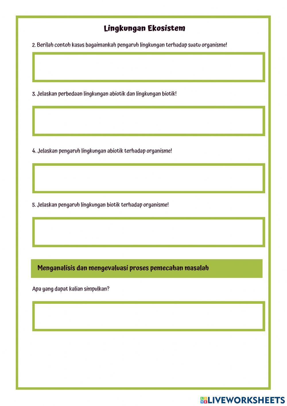 Pengaruh Lingkungan terhadap Organisme 2313879 | Wulan