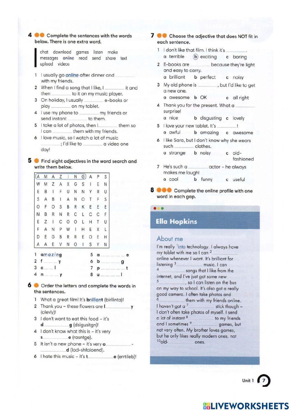 Ww3 wb u1.1 worksheet | Live Worksheets