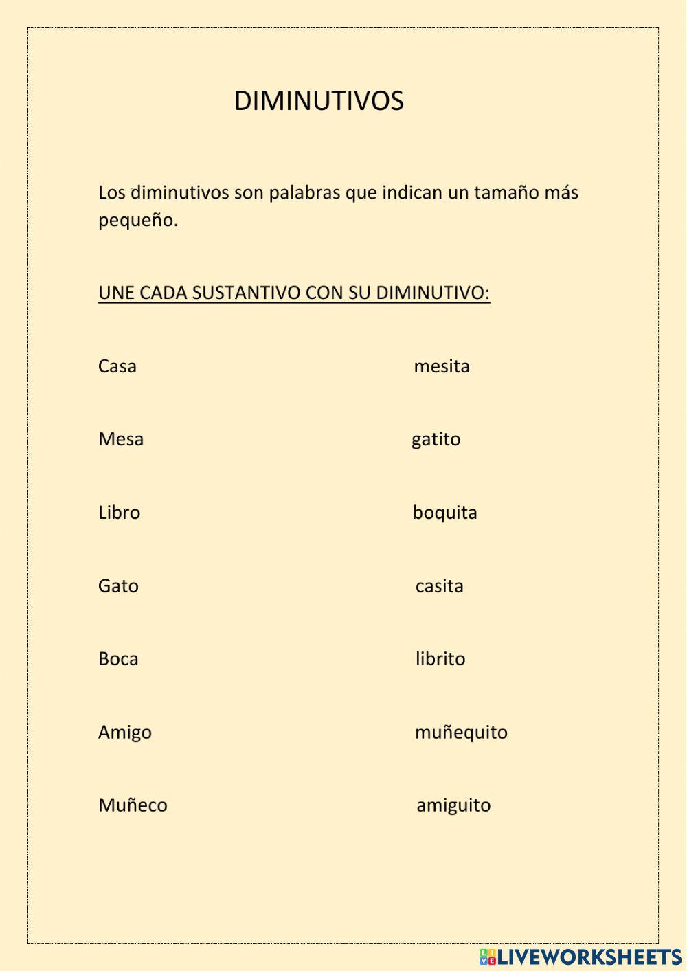 Diminutivos 2314195 | Catasos1954 | LiveWorksheets