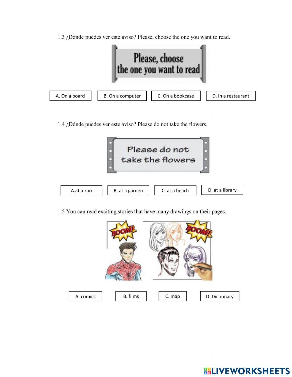 Feedback free worksheet | Live Worksheets