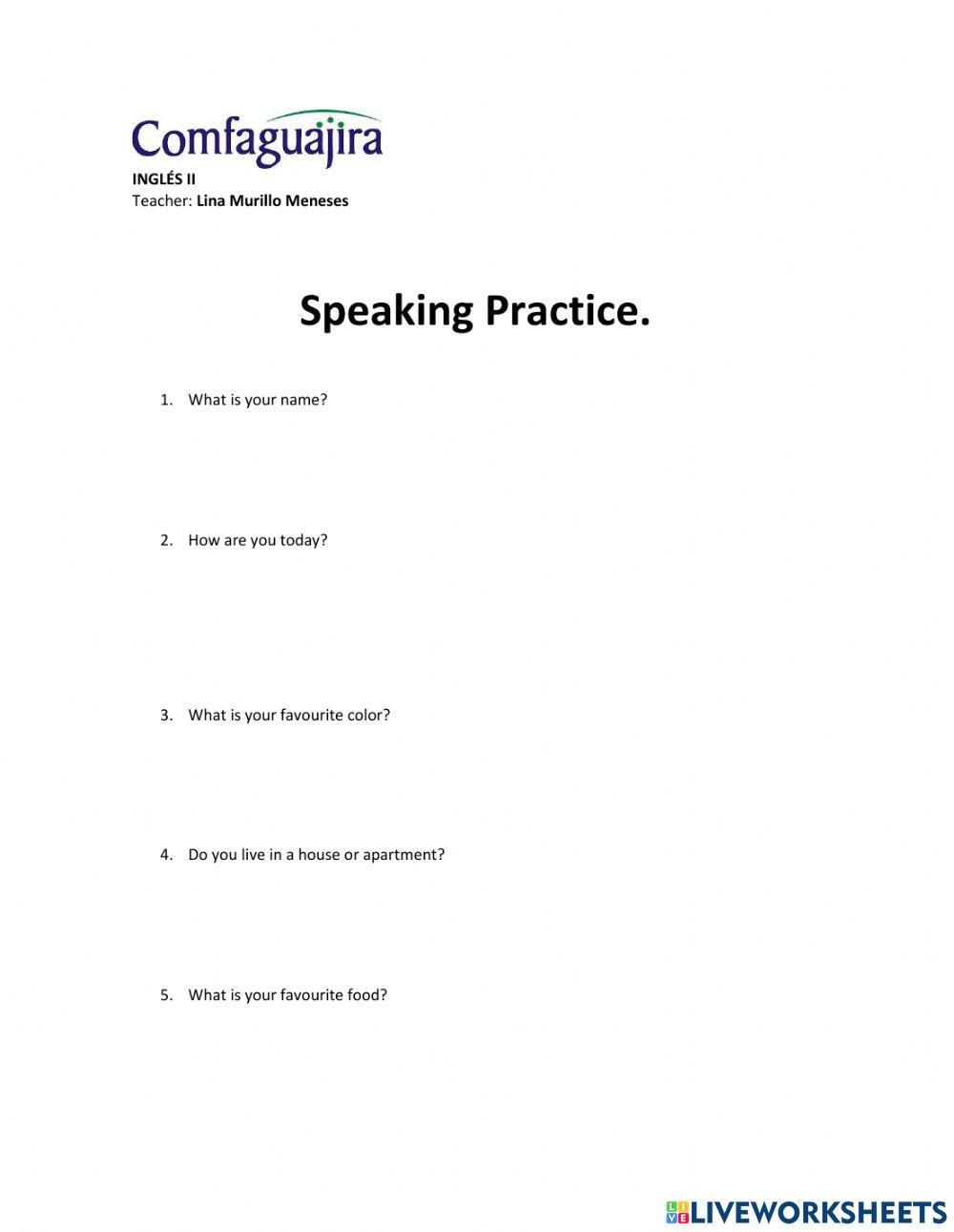 Speaking practi… | Free Interactive Worksheets | 2335363