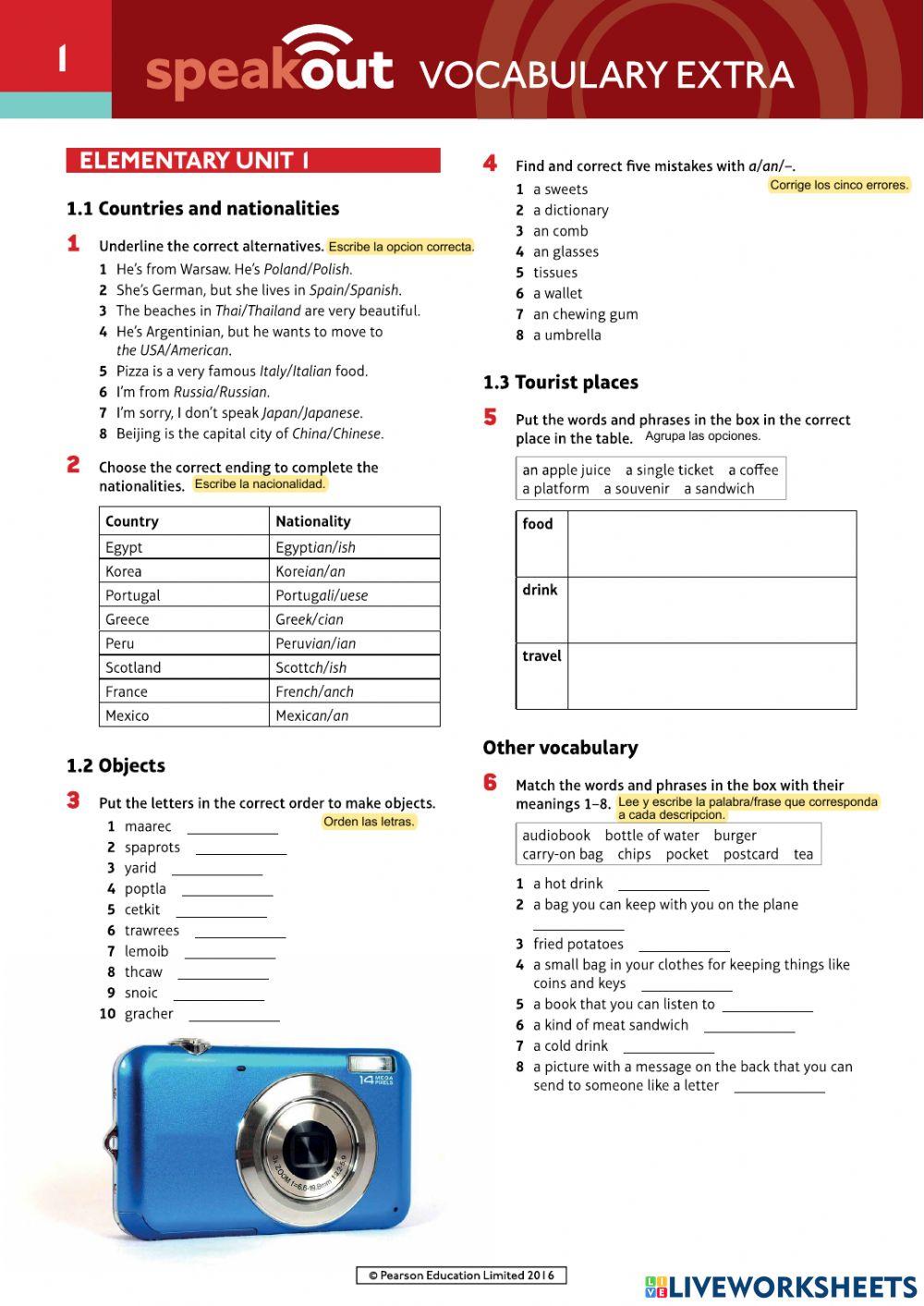 Step a2 u1 test + vocab test worksheet | Live Worksheets