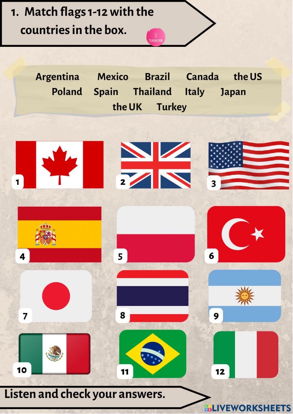 A1. Countries worksheet | Live Worksheets