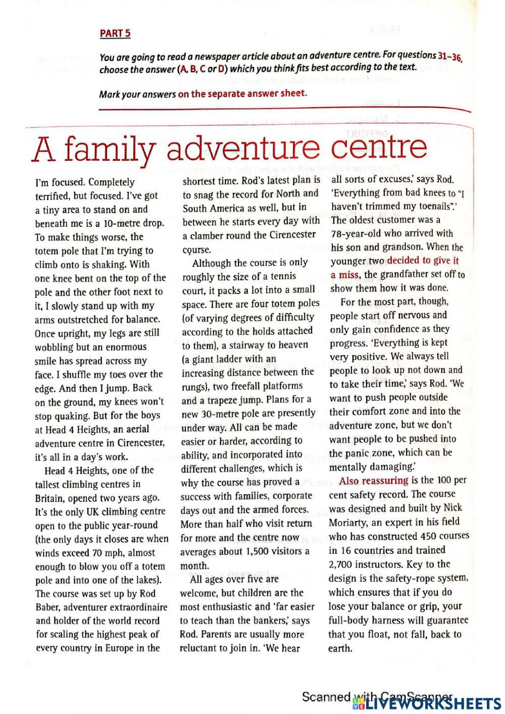 FIRST TEST 1 READING - USE OF ENGLISH online exercise for | Live Worksheets